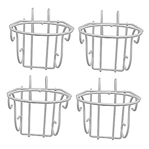 YARNOW 4pcs Flower Pot Hanger Outdoor Plants Hanging Baskets for Plants Outdoor Plant Stand Outdoor Planters Rack L Brackets for Shelves Wall Flower Pot Wrought Iron White Bracket Ring