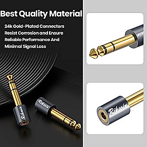 RIKSOIN Headphone Adapter, 4-Pack 6.35mm (1/4 Inch) Male to 3.5mm (1/8 Inch) Female Stereo Audio Adapter [Gold Plated, Hi-Fi Sound] for Amp Adapter, Guitar, Digital Piano, Microphones, Speaker