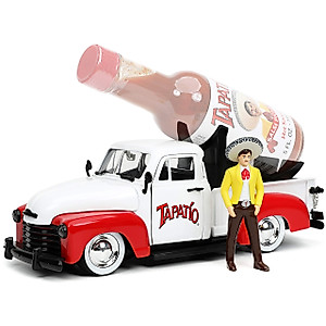 Jada 1:24 Diecast 1953 Chevy Pickup with Tapatio Bottle Holder &Figure,Red