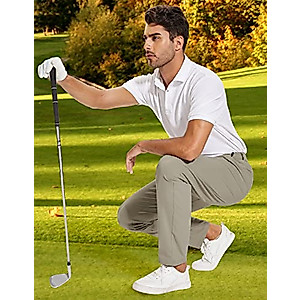 SPECIALMAGIC Golf Pants Men Stretch Slim fit Hiking Pants Lightweight Dress Casual Tapered Zipper Pockets 34