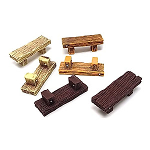HONBAY 8PCS Mini Resin Wooden Style Benches Artificial Root Stump Miniature Fairy Garden Ornaments for Moss Terrariums Landscape Dollhouse Accessories