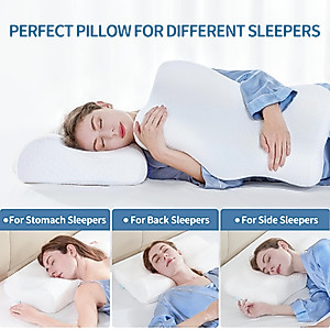 napz Contour Cervical Pillow for Neck and Shoulder Pain Relief, Ergonomic Memory Foam Support Pillow 2 Heights of Soft Bed Pillow for Sleeping, Orthopedic Neck Pillow for Side Back Stomach Sleeper