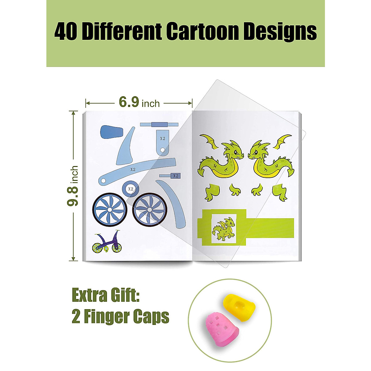 3D Printing Drawing Book, Reusable Colorful 40 Patterns Thick Paper Template with a Clear Plate, Painting Graffiti Template for 3D Pen Kids DIY Gift