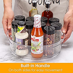 URALFA 2-Pack Lazy Susan Cabinet Organizer, Plastic Lazy Susan Turntable, 11" Rotating Round Lazy Susan Spice Rack Organizer for Pantry, Countertop, Clear