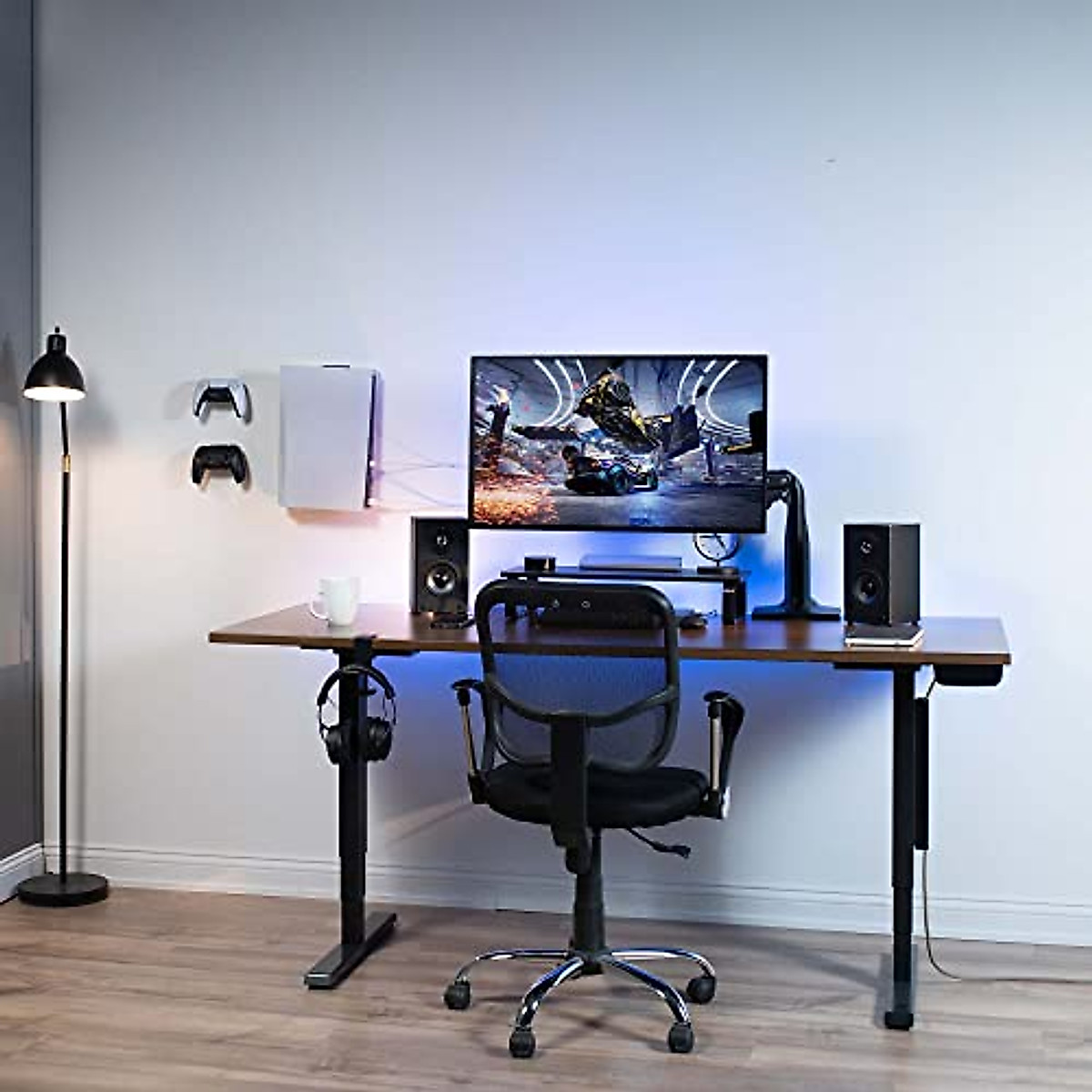 VIVO 2-in-1 Wall and Under Desk Mount Bracket Designed for PS5 Gaming Console, Playstation 5 Standard and Digital Edition, Vertical Wall Display, 2 Controller Mounts, Black, MOUNT-PS5C