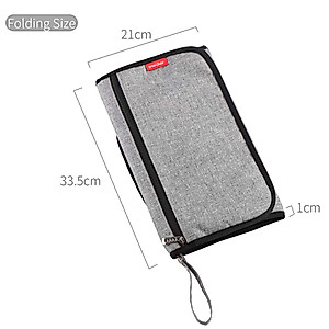 AIMIUKIDS Baby Diaper Changing Pad with Built-in Head Cushion for Stroller Walks or Diaper Bag, Fits Newborn and Toddler for Quick Change on The go 2 Pack Red & Grey