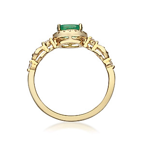 Gin & Grace 14K Yellow Gold Natural Zambian Emerald Ring with Natural Diamonds for Women | Ethically, authentically & organically sourced Oval-Cut Emerald Jewelry for her | Emerald Ring for Women