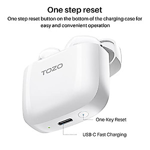 TOZO A3 Wireless Earbuds Bluetooth 5.3 Half in-Ear Lightweight Headsets White & TOZO A3 Protective Silicone Case Red