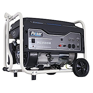 Pulsar 3,500W Portable Gas-Powered Generator with Mobility Kit PG3500M, 3500W, Black & White