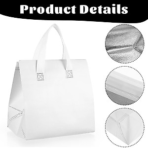 Ubamdom 20 Pack Insulated Take Away Bags, Small Insulated Cooler Bag Grocery Bags, Insulated Grocery Bag for Hot&Cold Food, Food Delivery, 9.5 x 9.5 x 6 Inches(White)