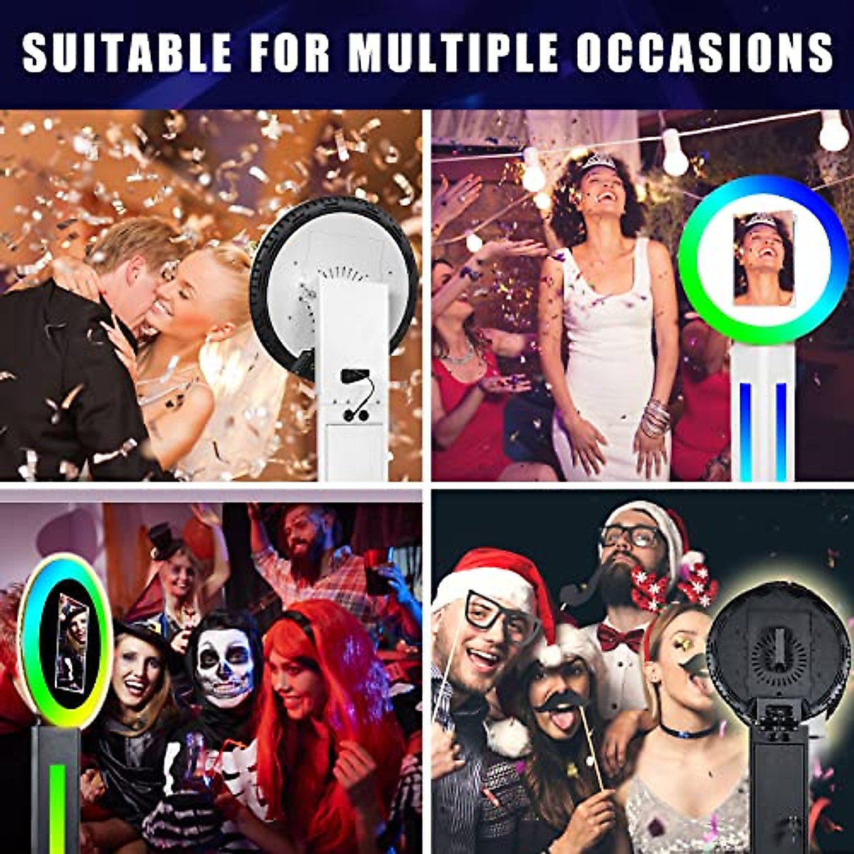 HITUGU Portable Photo Booth for iPad Pro 11'' 3rd/2nd/1st Generation Selfie Station Machine Metal Shell with Software,RGB Ring Light,Music Sync RGB Light Box,Remote Control,Flight Case for Parties