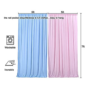 Pink Blue Backdrop Curtains for Gender Reveal Boy or Girl Parties Wrinkle Free Photo Curtains Backdrop Drapes Fabric Decoration for Birthday Party Baby Shower 5ft x 7ft,2 Panels