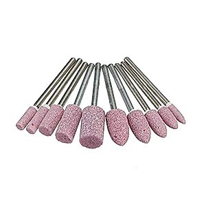 Oudtinx 10 Pcs 1/8 Shank Abrasive Mounted Stone Rotary Tool Grinding Wheels Bit Set for Dremel