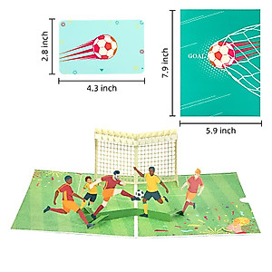 Paper Spiritz Football Soccer Pop Up Card, 3D Birthday Soccer Greeting Card with Envelope and Message Card, Laser Cut 3D Card For Fathers' Day, Thank You Card, Congratulations Card, Graduation Card, All Occasions