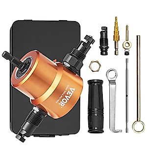 VEVOR Double Head Sheet Metal Nibbler Cutter, 360 Degree Metal Nibbler Drill Attachment with Extra Punch and Die, Cutting Hole Accessory and Step Drill Bit, for Straight Curve and Circle Cutting