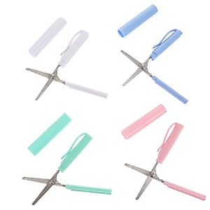 4Pcs Mini Student Scissor Pen Style Shears Compact Scissors Folding Pocket Portable Shears Letter Opening Scissors for Home School DIY Crafts