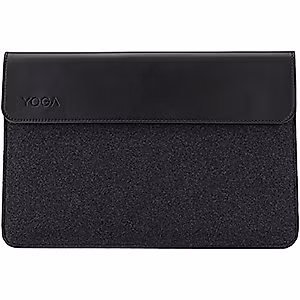 Lenovo Yoga Laptop Sleeve for 14-Inch Computer, Leather and Wool Felt, Magnetic Closure, Accessory Pocket, GX40X02932, Black
