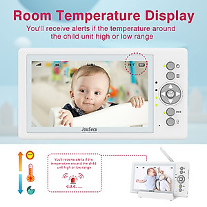 JouSecu Baby Monitor with 2 Cameras, Video Baby Monitor with Camera and Audio No WiFi, 5 inch Split Screen with 20Hour Long Battery Life 1000ft Range, Night Vision, 2-Way Talk