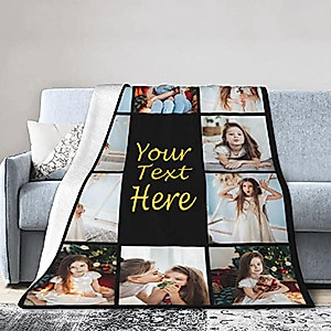 WELETION Custom Blanket Personalized Photos Text Collage, Personalized Picture Blankets for Dad Family Father's Day Birthday Gift from Daughter Son