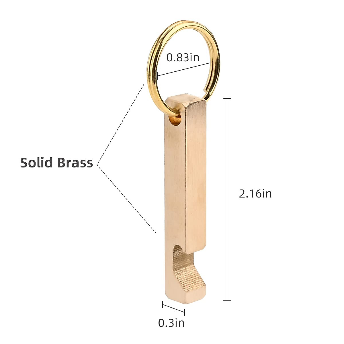 NHDT HN05 Solid Brass Keychain Beer Bottle Opener with Brass Key Rings,Bar Gifts for Men , Husband, Dad, Boyfriend (2PCS)