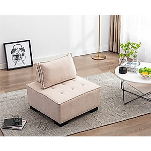 voqoomkl Single Sofa Chair, Accent Chairs, Lounge Floor Couch Foam Bed Chair for Living Room Bedroom, Lazy Chair with Pillow, Beige
