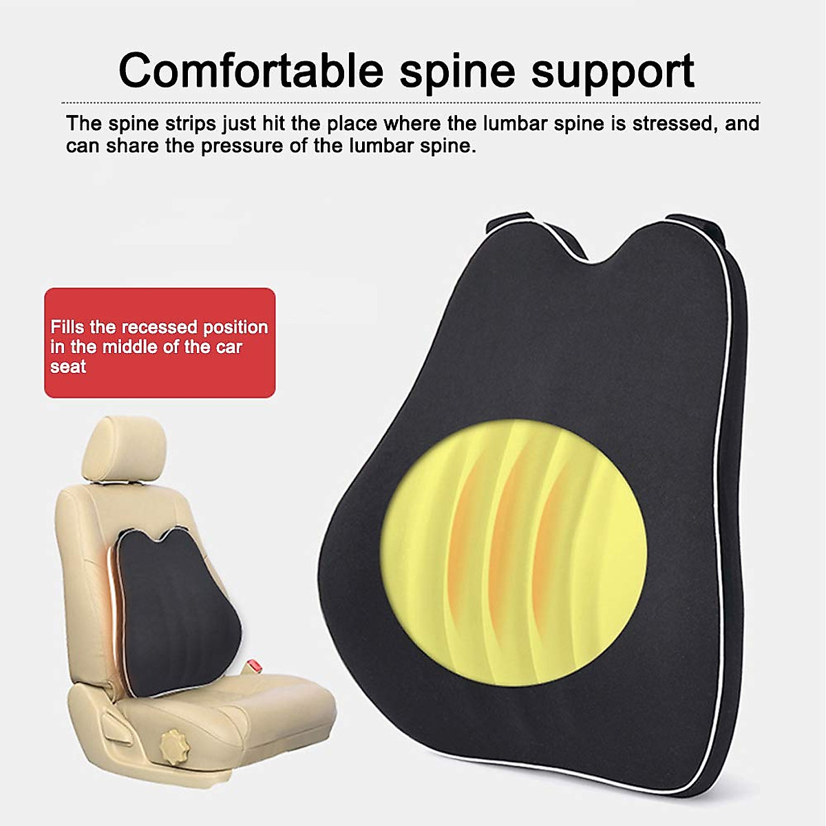 Car Lumbar Support Back Cushion Memory Foam with Back Pain Relief for 200 300 Pacifica DS DS3/CABRIO DS4/crossback DS5 1PCS Black