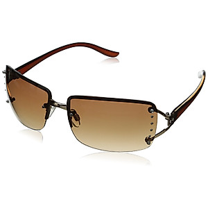 Foster Grant Women's Vera Oval Sunglasses, Gold/Brown, 64 mm