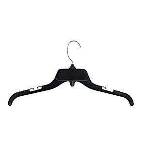 Hangon Recycled Plastic with Notches Shirt Hangers, 17 Inch, Black, 10 Pack