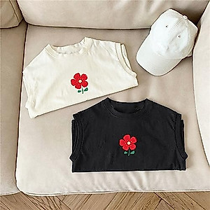 Toddler Baby Boy Letter Tank Top Sleeveless T-Shirt Ruffle Cap Sleeve Round Neck Cute Solid T Shirt Spring Summer Outfit Black