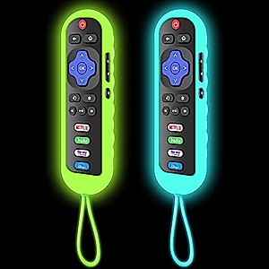 [2Pack] TCL roku tv Remote Cover,Compatible with RC280 RC282 Remote with Buttons for Netflix, Sling, Hulu, Now or Vudu/ESPN | 4K UHD Roku LED TV - 50S435 | Roku TV - 32S335 | (Luminous Green + Blue)