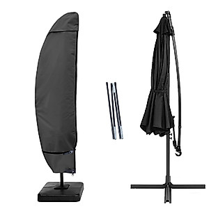 Porch Shield Patio Umbrella Cover - Outdoor Waterproof Garden Offset Banana Parasol Cover Fits Cantilever Offset Umbrella 12-14 Feet, Black
