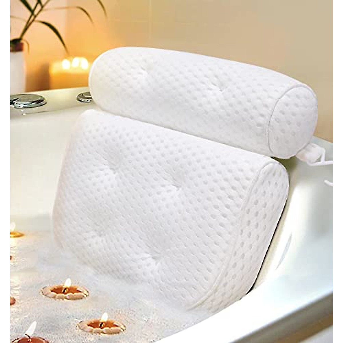 Bath Pillow, Bathtub Pillow with Anti-Slip Suction Cups, 4D Mesh Soft Spa Bath Tub Pillow, Bath Pillows for Tub with Neck and Back Support Fits Bathtub Spa Tub, Father's Day Dad Gifts