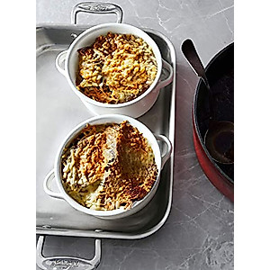 LE TAUCI Soup Bowls with Handles, Ceramic French Onion Soup Bowls 28 Ounces for Soup, Cereal, Chilli, Beef Stew, Stackable Serving Bowls Set, Oven Microwave Dishwasher Safe, Set of 4, White