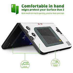 RWUTYTIUL Compatible with Microsoft Surface Duo Case 8.1", Minimalist Ultra Slim Durable Texture Bumper Hard PC Protective Phone Fold Cover Case for Microsoft Surface Duo 2020, Retro Gamepad