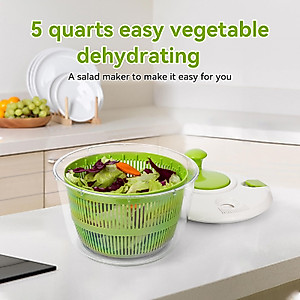 Large Salad Spinner - Wash,Rotate & Dry Salad Vegetables,Fruits&Vegetables, 5 Quarts,Salad Spinner