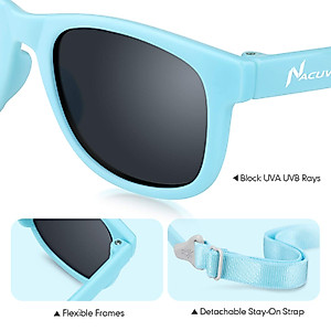 NACUWA Baby Sunglasses - 100% UV Proof Sunglasses for Baby, Toddler, Kids - Ages 0-2 Years - Case and Pouch included