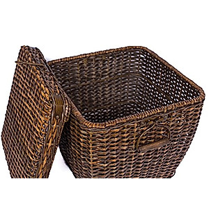 BIRDROCK HOME Rattan Peel Storage Cube with Removable Lid - Spacious Woven Organizer for Shelves - Natural Brown Decorative Cubby for Shoes, Books, Home Decor, and Office - Stylish 16.5 Inch Square