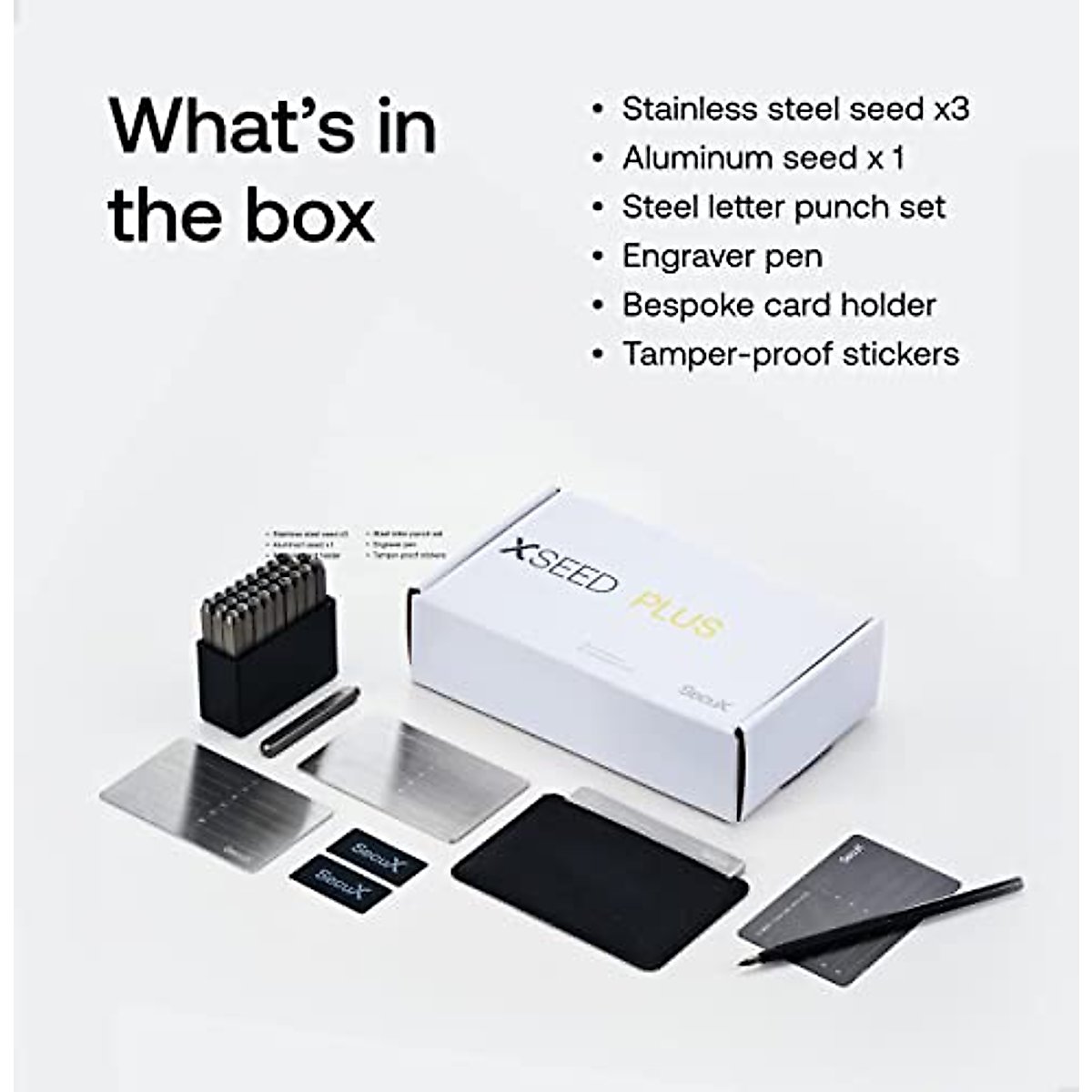 SecuX – XSEED Plus - Secure Bitcoin Wallet Crypto Seed Storage Steel Plates (Steel Punch Set Included) Compatible with SecuX, Ledger, Trezor Hardware Wallets