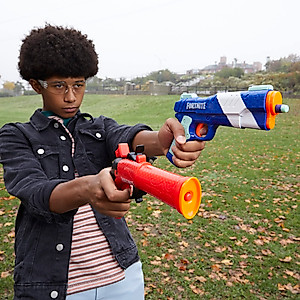 NERF Fortnite Dual Pack includes 2 Blasters (Flint-Knock & LP) and 6 Elite Foam Darts