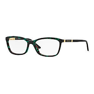 Versace VE3186 5076 54M Green Havana Transparent Cateye Eyeglasses For Women+ BUNDLE With Designer iWear Eyewear Kit