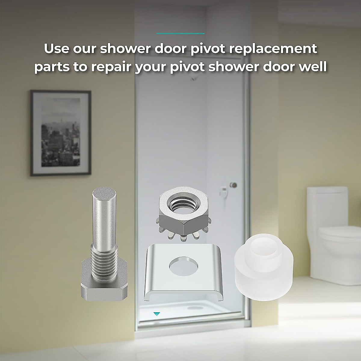 Shuisen Shower Door Pivot Pin Kit with Pivot Bushing for Pivot Shower Door,Shower Door Repair Kit #SDPP01#SPB12 for Framed Swing Shower Doors,Shower Door Replacement Parts, Shower Door Pivot Hinge Kit