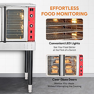 WILPREP Natural Gas Convection Oven, Single Deck Commercial Gas Convection Oven with 54000 BTU, 7 cu ft Capacity, 38" Full Size Conventional Oven for Commercial Restaurant Kitchen, NG, 120V
