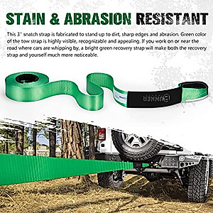 BUNKER INDUST Heavy Duty Tow Strap,3" x 30ft Snatch Strap 30,000 lbs Recovery Strap Winch Tree Saver Strap Emergency 4x4 Off Road Gear Towing Accessories for Truck Jeep ATV UTV