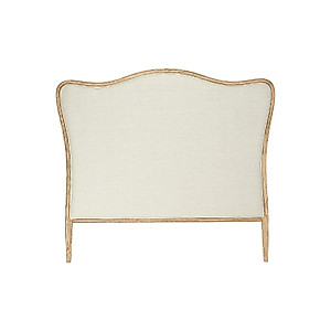 Creative Co-Op, Natural, Queen Modern Farmhouse Solid Oak Wood Headboard with Linen Upholstery, Beige