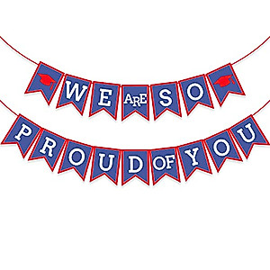 DOMOO OF DREAMS Red Blue We are So Proud of You Banner 2022 Graduation Party Garland Backdrop Decoration Gift Ideas