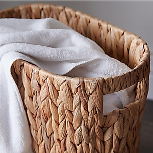 Bathroom Trash Can, Handwoven Wicker Trash Can with Handles for Bedroom, Living Roon, Kitchen, Bathroom and Office, Water Hyacinth Wicker Waste Basket, 1 Pack, 13"L x 7.5"W x 12.2"H, 3.2 Gallon