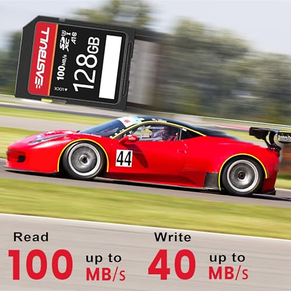 EASTBULL 2-Pack SD Card 128GB U3 V30 High-Speed 100MB/s Read Class 10 SD Card SDXC Memory Card for Camera, Full HD Video, with 2 Mini Case (128GB, 2 Pack)