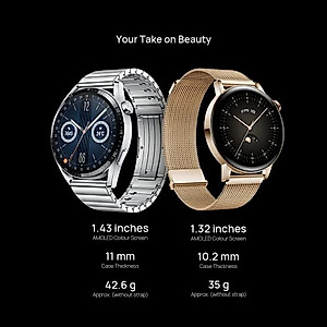 HUAWEI Watch GT 3 (46mm) GPS + Bluetooth Smartwatch (Elite Steel) - International Version, (OB02819)