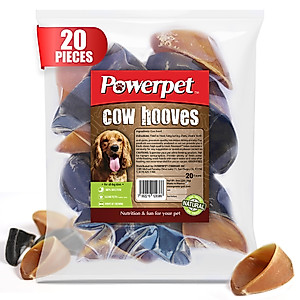 Powerpet 100% Natural Cow Hooves for Dogs – Durable Chews & Dental Treats for All Dog Breeds & Sizes, Helps Reduce Tartar & Boredom, Large Hoofs for Chewing, Supports Clean Teeth & Gums, 20 Pack