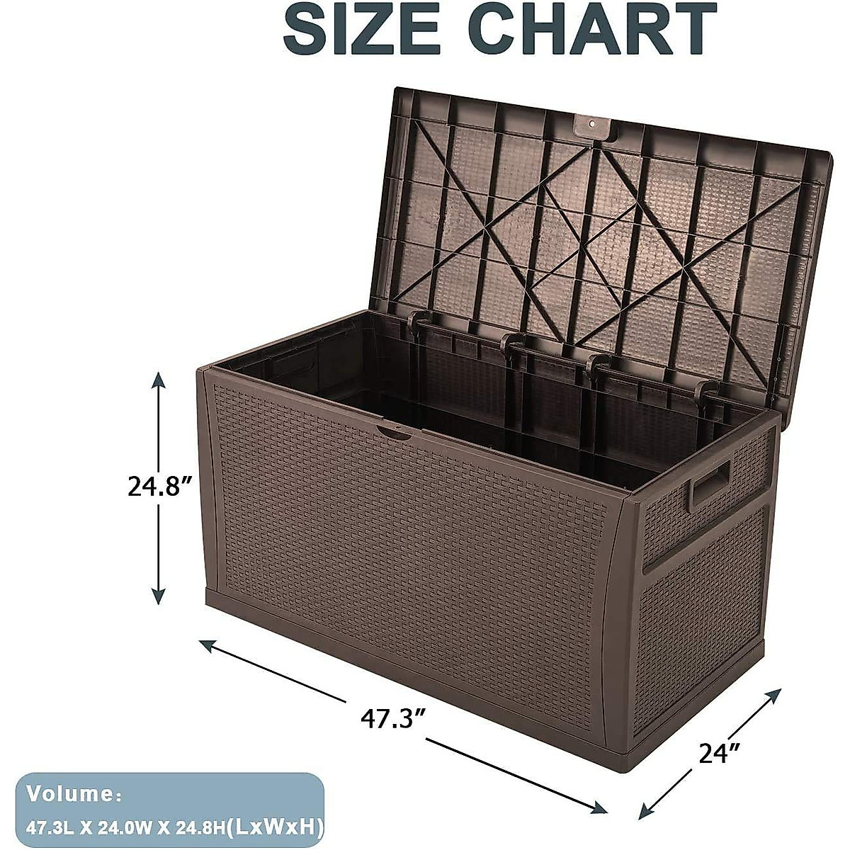 YIGUO Deck Box Outdoor Resin Patio Storage Container 120 Gallon,Easy Placement Large Storage Box Garden Backyard Patio Furniture,Brown